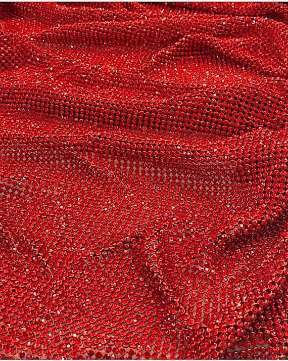 Red Crystal Fabric Red Rhinestone Fabric - Etsy