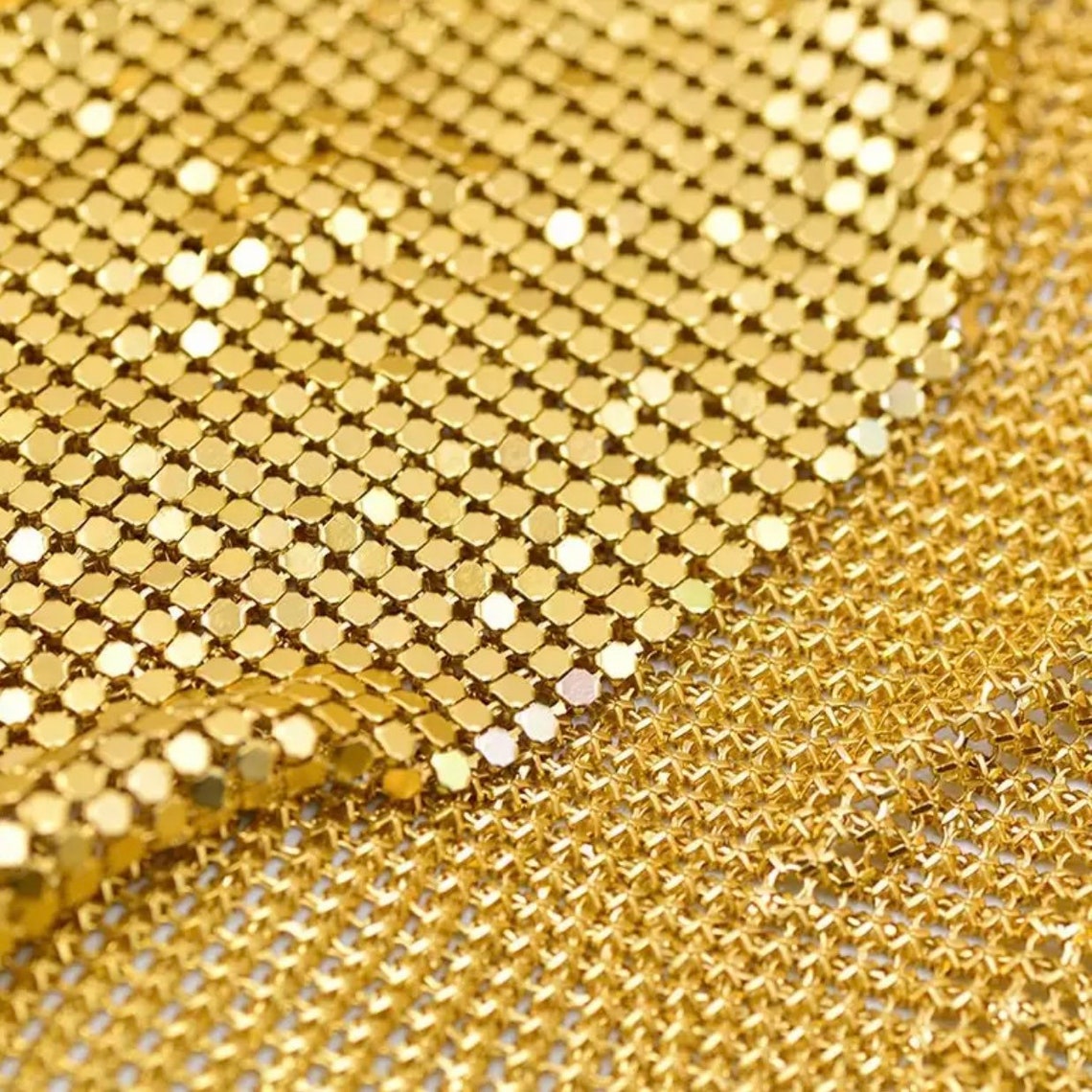 Gold Metal Chainmail Fabric | Metal Mesh Fabric | Metal Mesh Sheet - Etsy