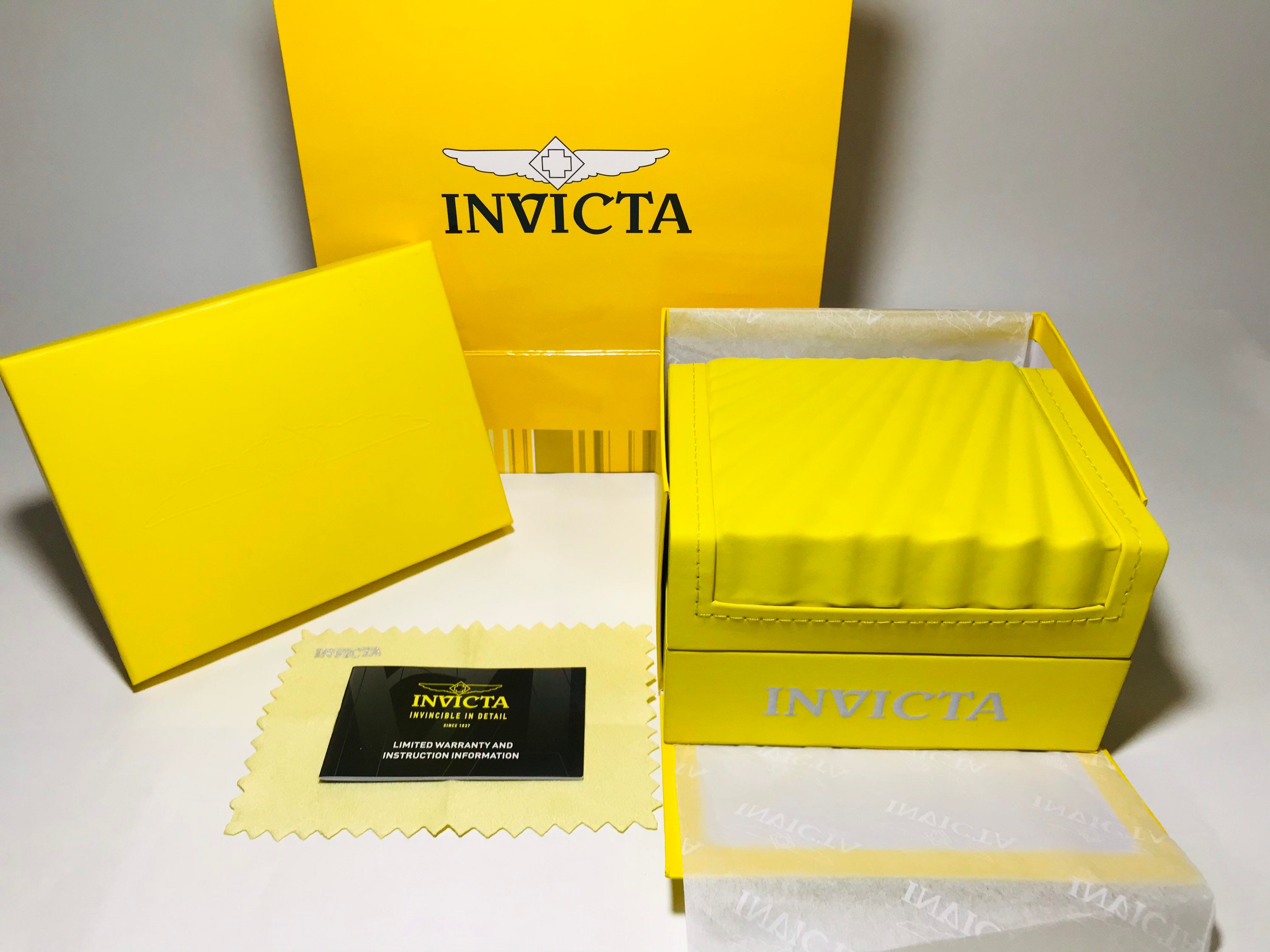 Luxury Yellow Invicta Watch Box New with carton sleeve outer | Etsy