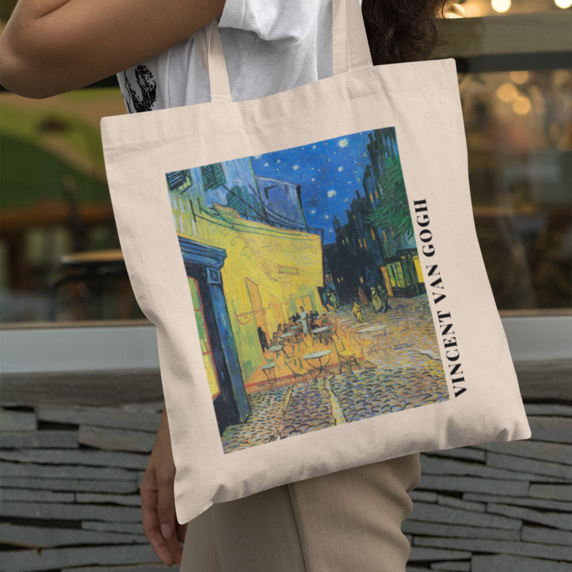 Vincent Van Gogh's Café Terrace at Night 1888 Canvas Tote Bag Aesthetic ...