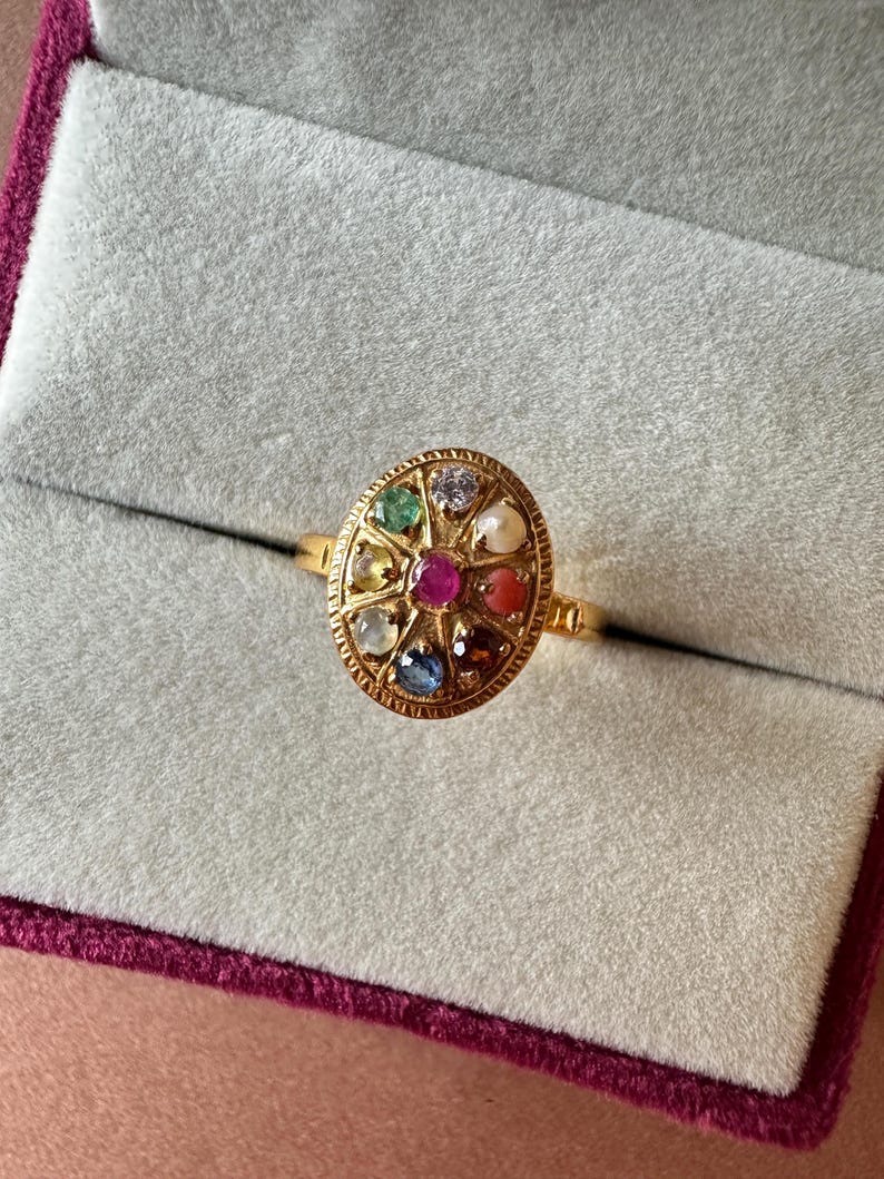 Navratna 9 Stone Ring: Sterling Silver Gemstone, Vedic Astrology ...