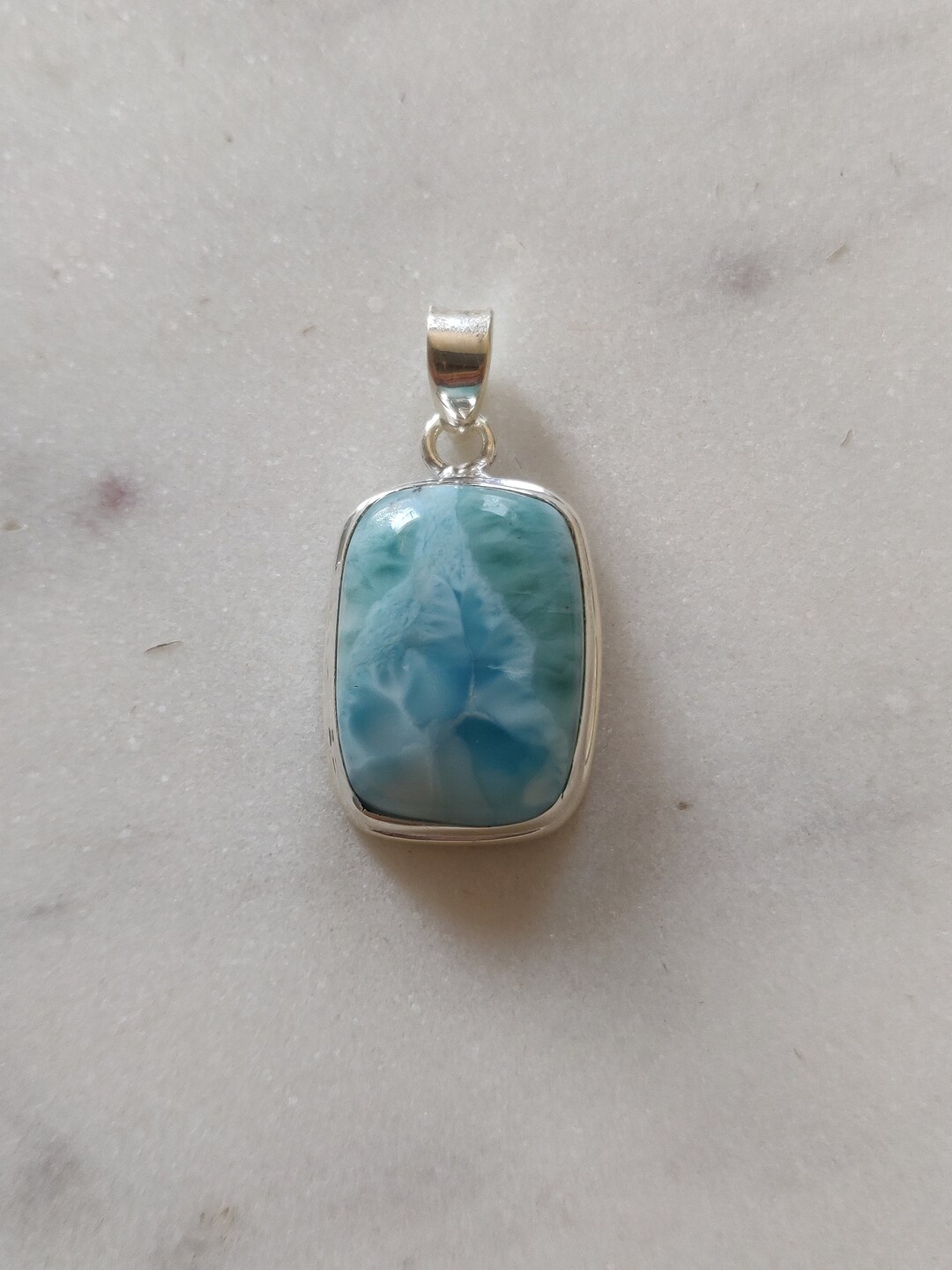 Handcrafted Larimar Pendant: 925 Sterling Silver Charm Locket - Etsy