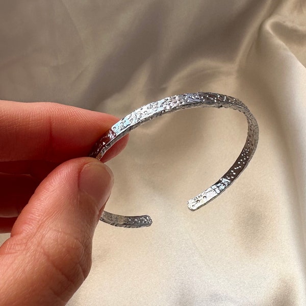 Hammered Silver Bangle - Etsy UK