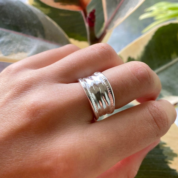 Chunky Silver Ring - Etsy UK