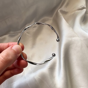 Silver Adjustable Bangle Bracelet, Silver Bangle, Adjustable Simple ...