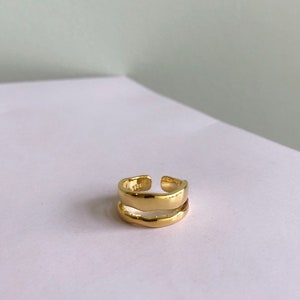 Gold Double Layer Ring Chunky Gold Ring Gold Stacking Ring | Etsy