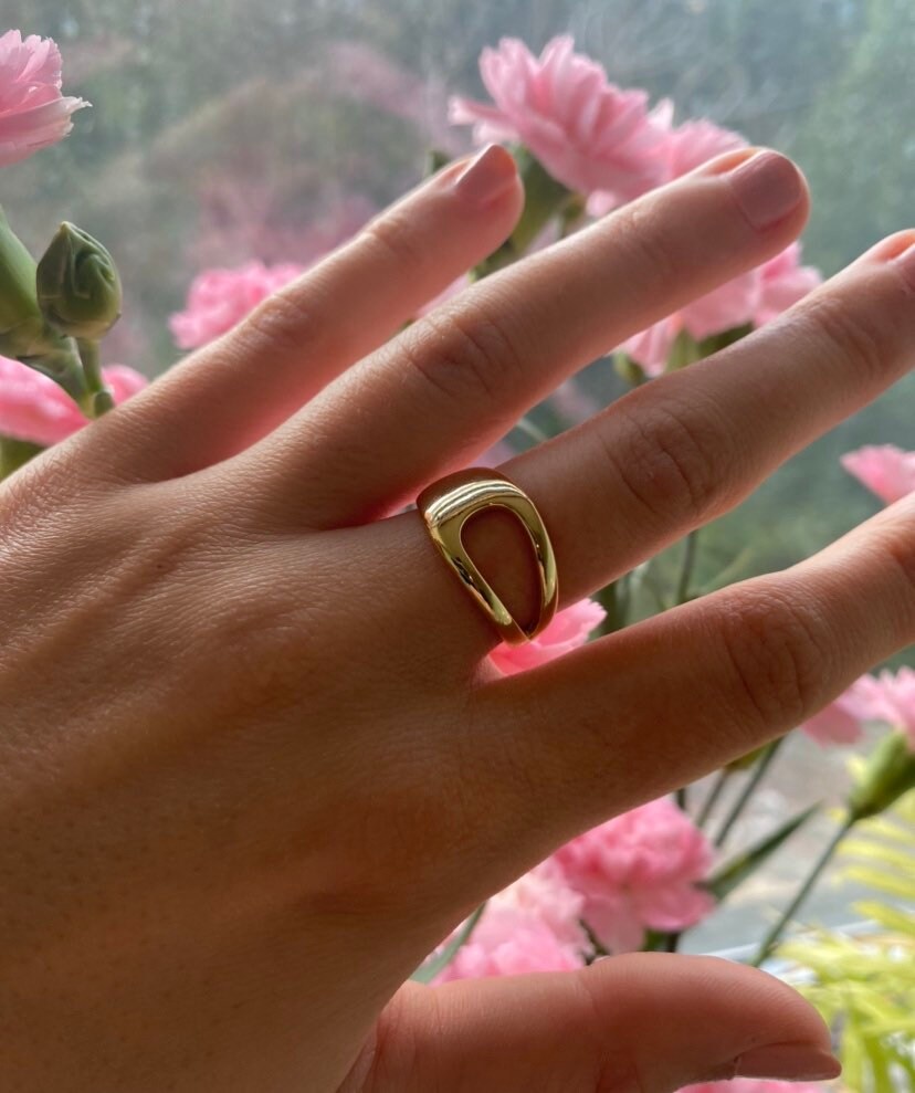 Gold Chunky Ring Gold Stacking Ring Adjustable Ring - Etsy