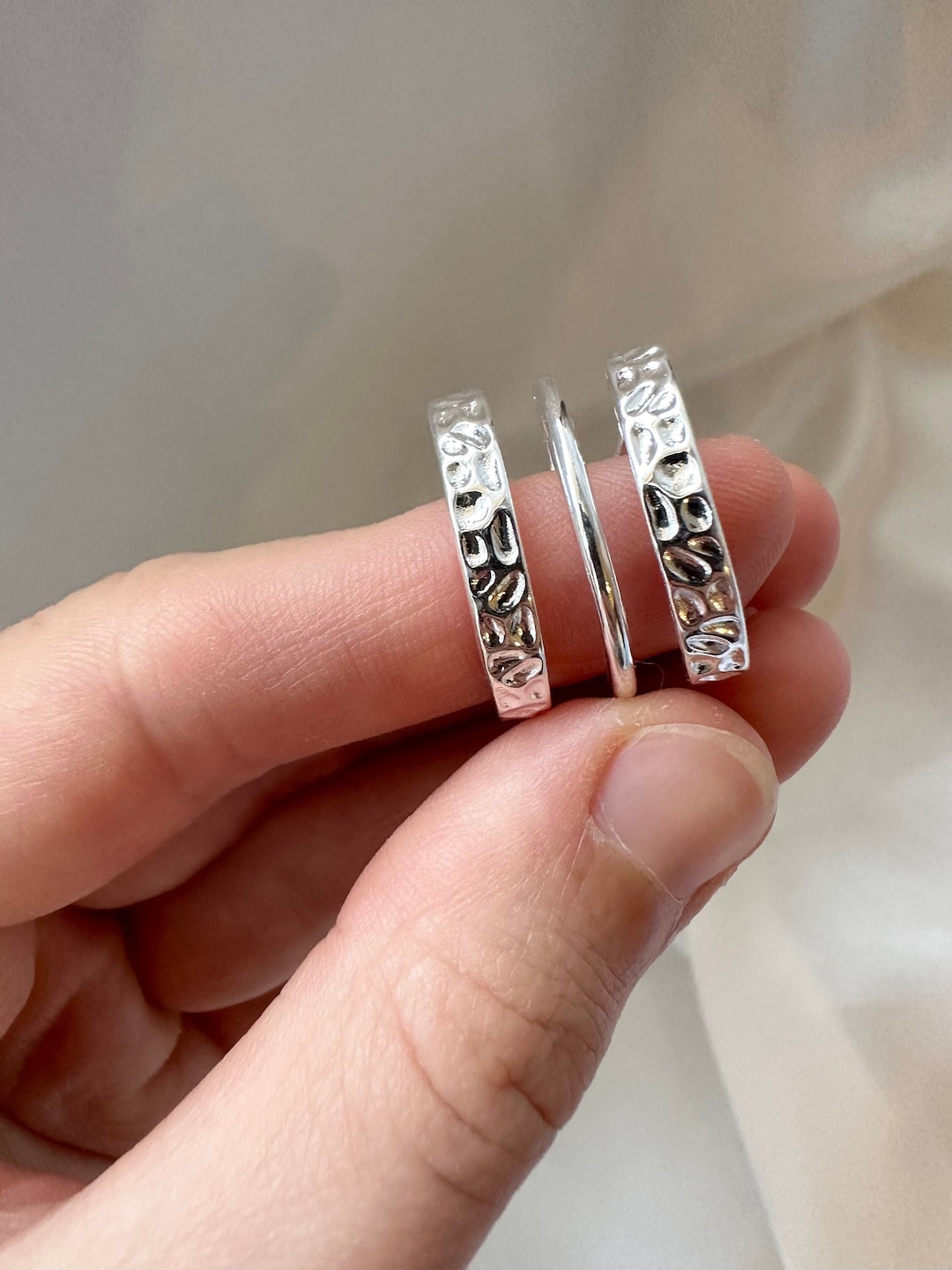 Tall Silver Stacking Ring, Triple Layer Ring, 3 Tier Ring, Silver ...