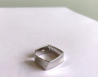 Square Silver Ring | Etsy