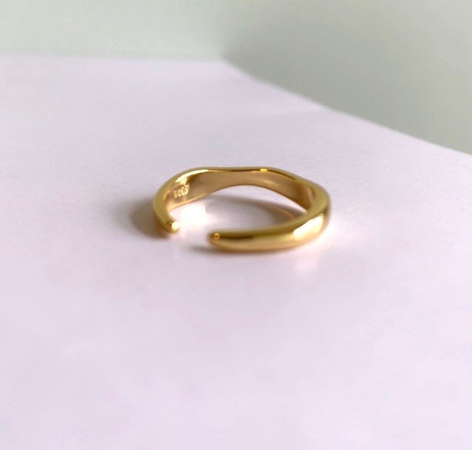 Thin Gold Ring Uneven Wavy Gold Ring Subtle Adjustable Gold - Etsy UK
