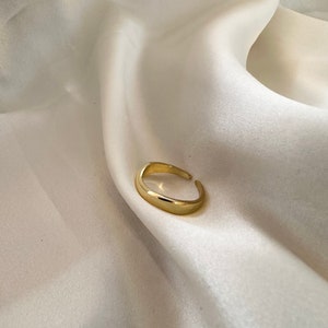 Thin Gold Ring, Uneven Wavy Gold Ring, Subtle Adjustable Gold Plated Ring, Gold Minimalist Ring ...