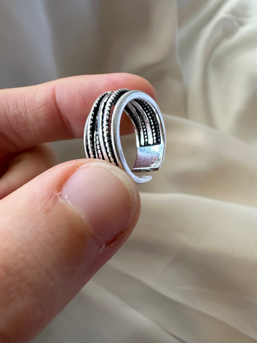 Chunky Silver Ring, Thick Ring, Adjustable Stackable Ring, Silver ...