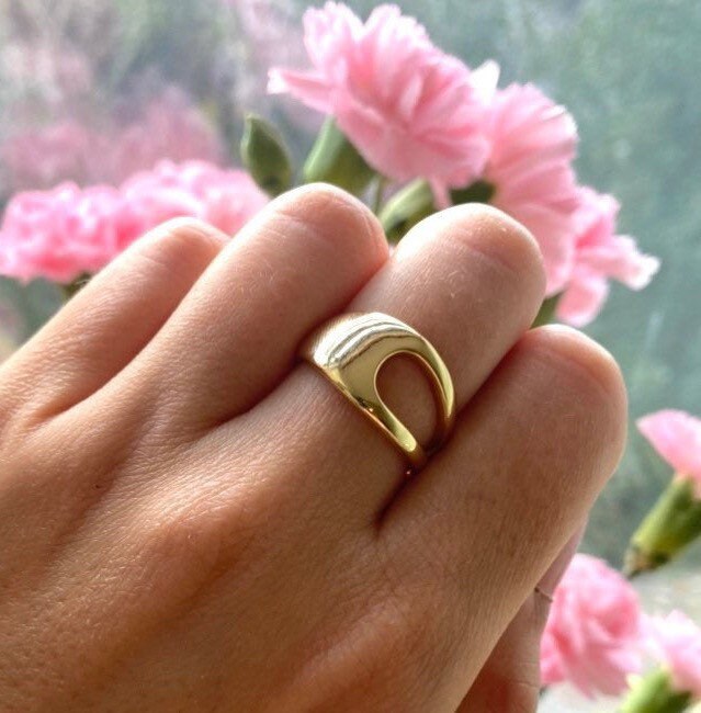 Gold Chunky Ring Gold Stacking Ring Adjustable Ring - Etsy