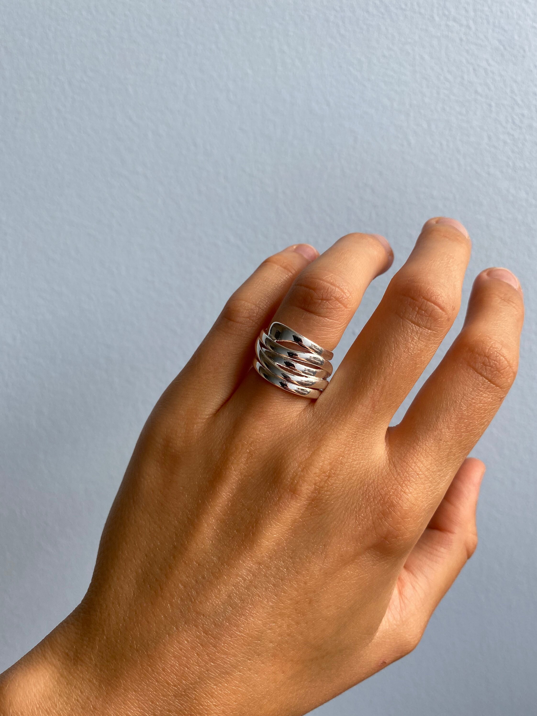 Silver Layered Ring Silver Ring Silver Stacking Ring Unisex - Etsy UK