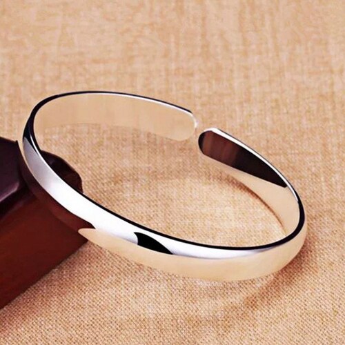 Silver Adjustable Bangle Silver Bracelet Plain Silver - Etsy