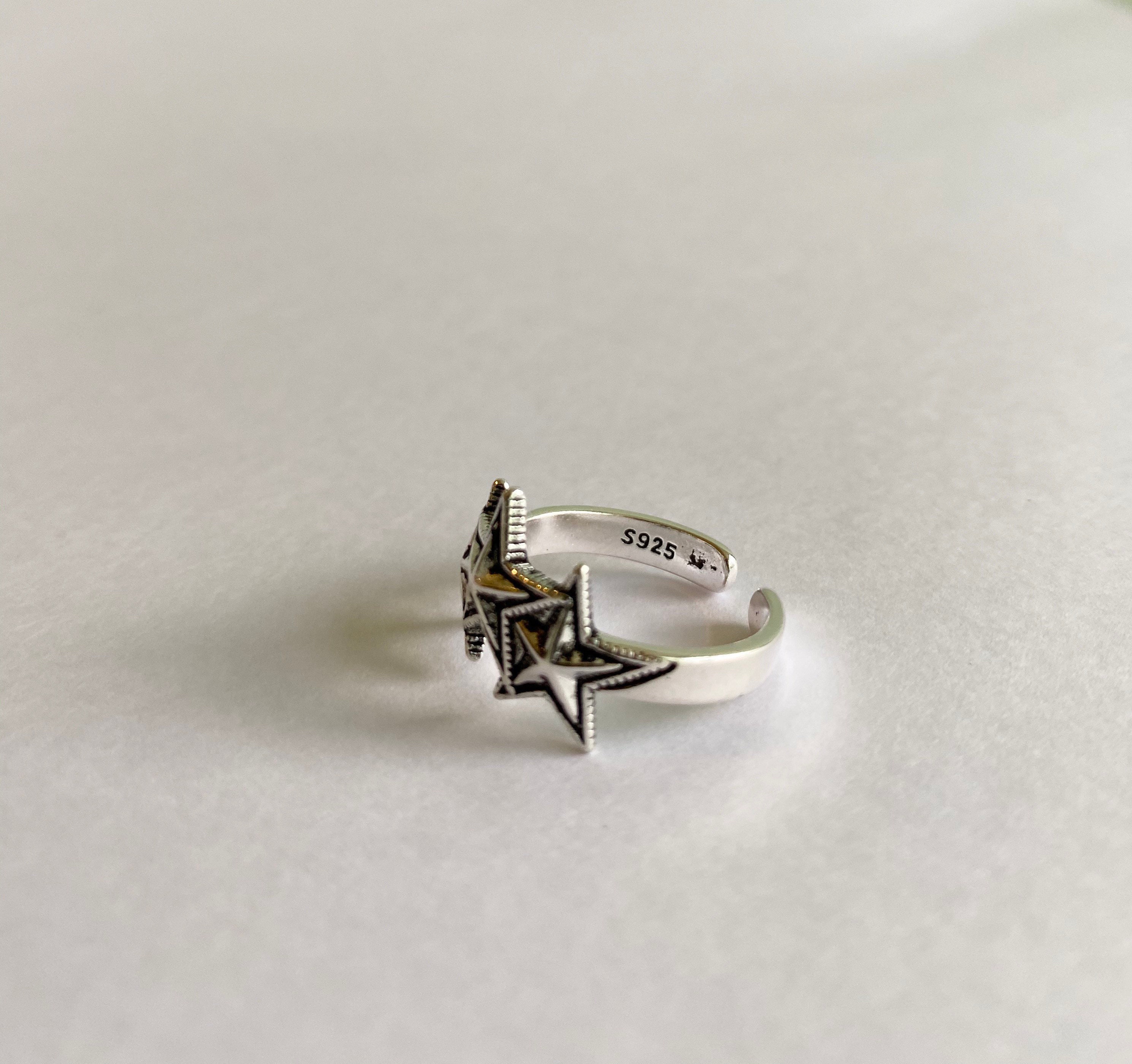 Silver Star Ring Stars Cosmic Ring Adjustable Ring Stars - Etsy