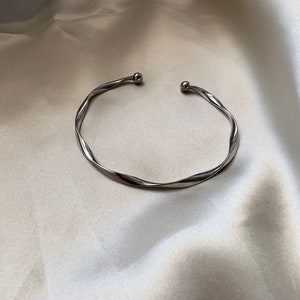 Silver Adjustable Bangle Bracelet, Silver Bangle, Adjustable Simple ...