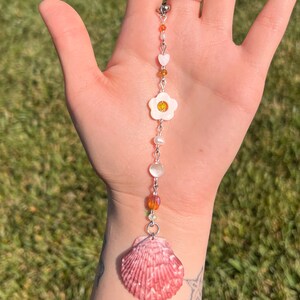 Calico Shell Car Charm – Beach Rearview Mirror Accessory – Coastal Sun ...