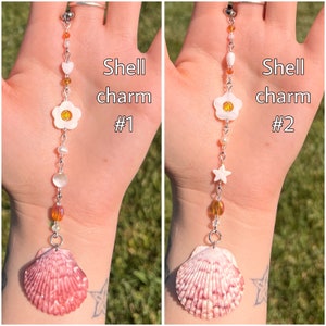 Calico Shell Car Charm – Beach Rearview Mirror Accessory – Coastal Sun ...