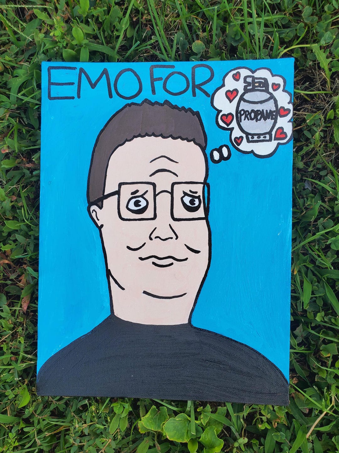 Emo Hank Hill Propane 9x12 Panel Painting - Etsy