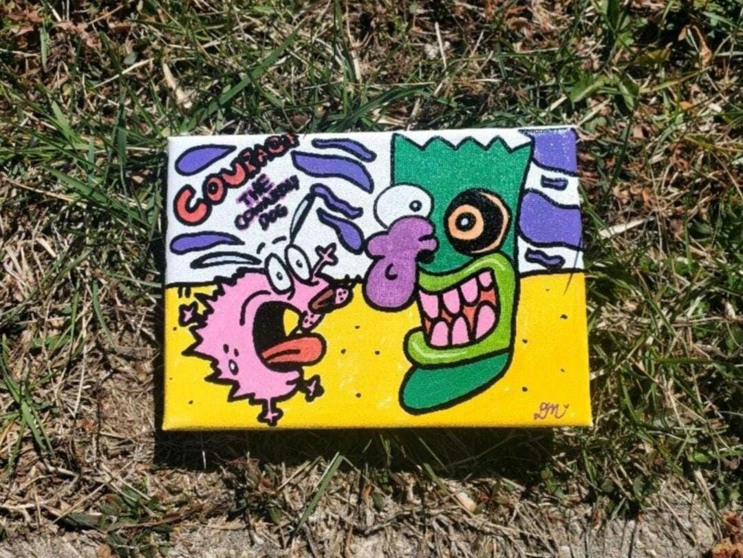 Tiny Courage the Cowardly Dog Painting - Etsy