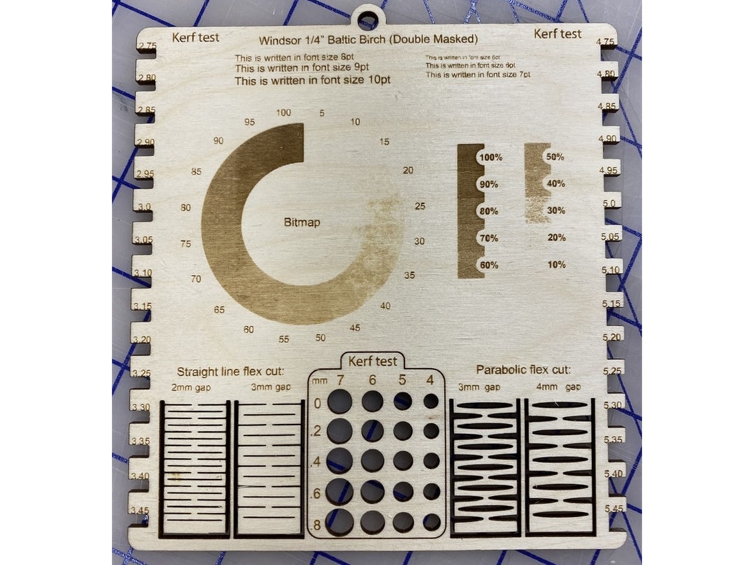 Laser Cut Material Testing Board Template Material Thickness Test Laser ...