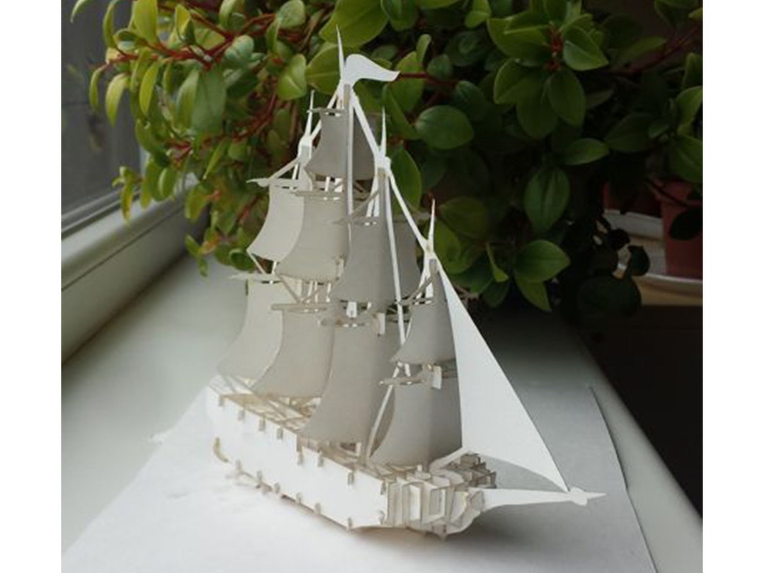 Laser Cut Sailing Ship - Boat 3d Puzzle Vector Plan DXF EPS CDR Instant ...