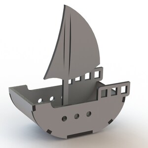 Laser Cut Sailing Ship Fishing Boat Vector Plan Glowforge Pattern 3d ...