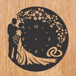 Laser Cut Wedding Wall Clock, Vector Projects Couple, Cnc Cut Vector ...