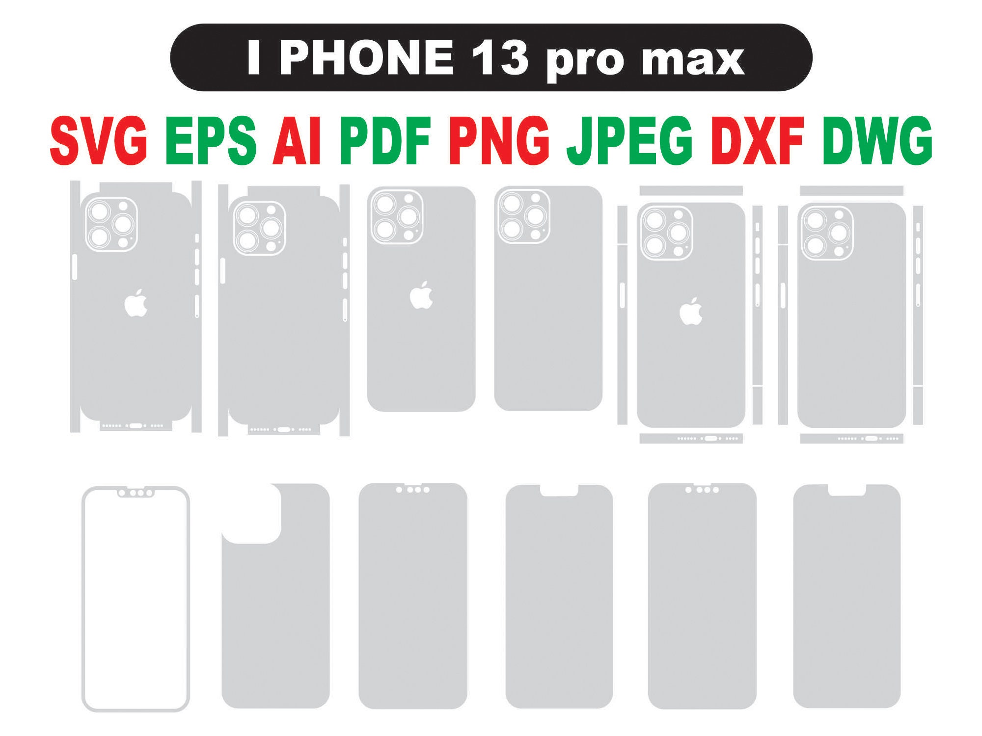 Iphone 13 Pro Max Full Wrap Skin Cutting Template Dxf SVG - Etsy
