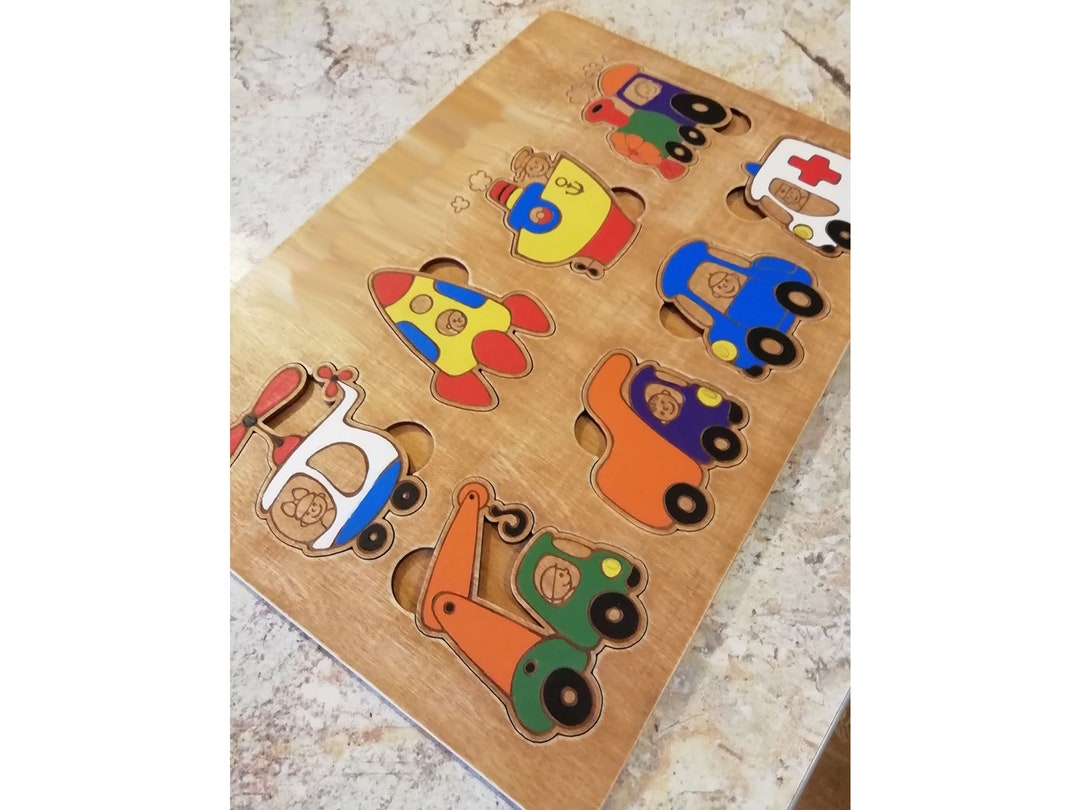 Laser Cut Farm Vehicle Peg Puzzle Glowforge Svg Dxf Eps - Etsy