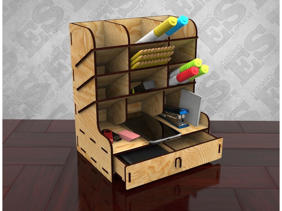 Laser Cut Desk Organizer Svg Template Glowforge Organizer Svg Cricut ...