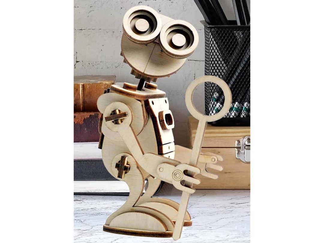 Laser Cut Wooden Robot 3D Puzzle With Assembly Instruction SVG DXG EPS ...