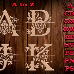 Enaraved Monogram A-Z Letters Svg Laser Cut Letters Glowforge Svg ...