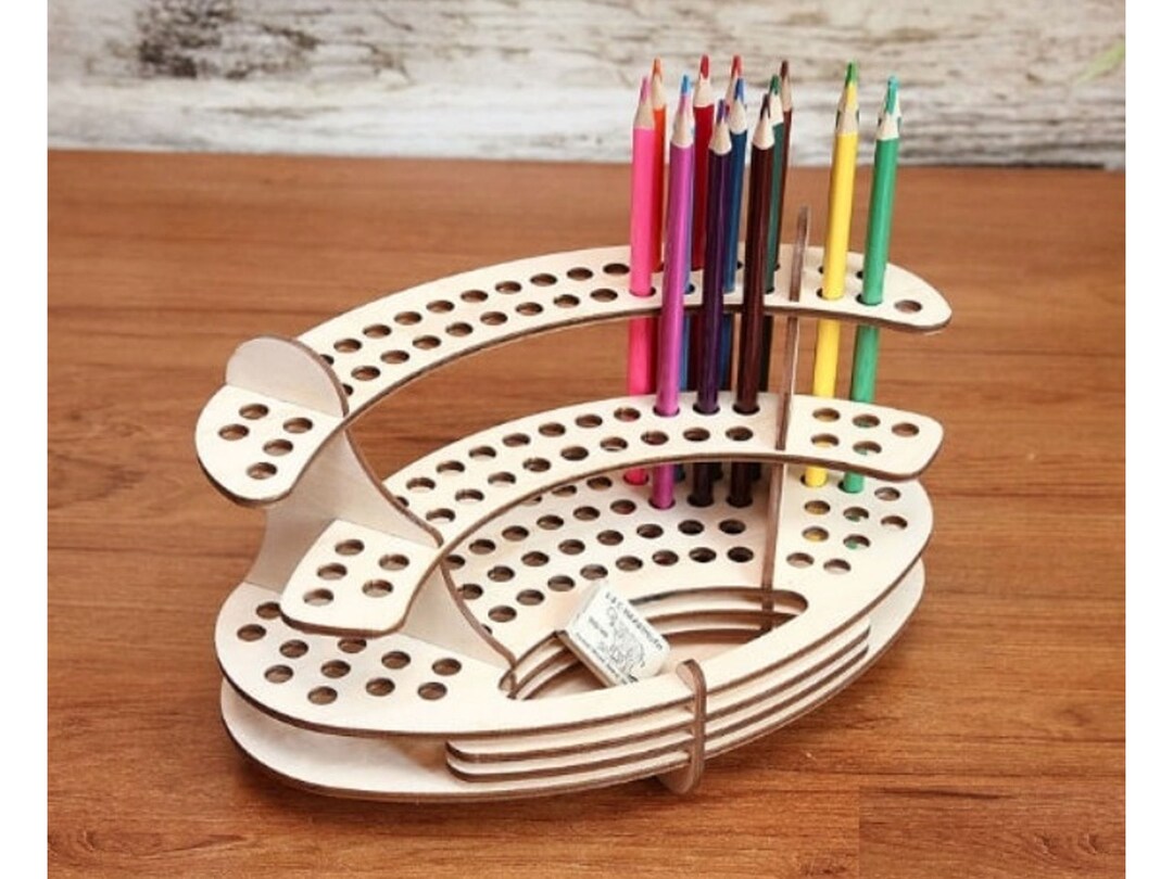 Pencil Holder Svg File Glowforge Holder Wood Svg File Laser Cut Cnc ...
