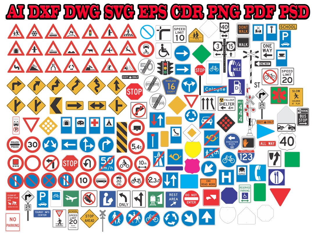 Road Sign, Traffic Sign, Svg,dxf,ai,cdr,pdf,dwg,eps - Etsy