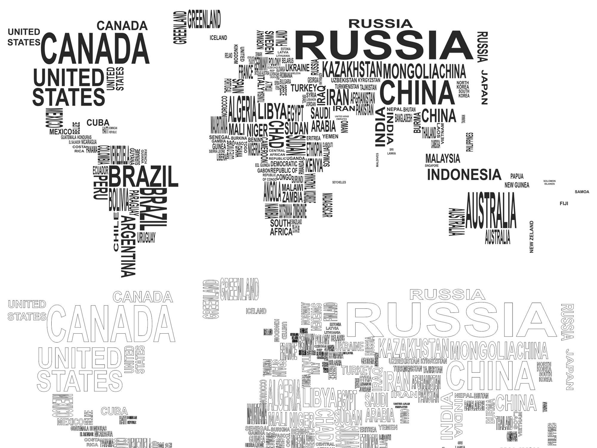 World Map With Country Names For Kids