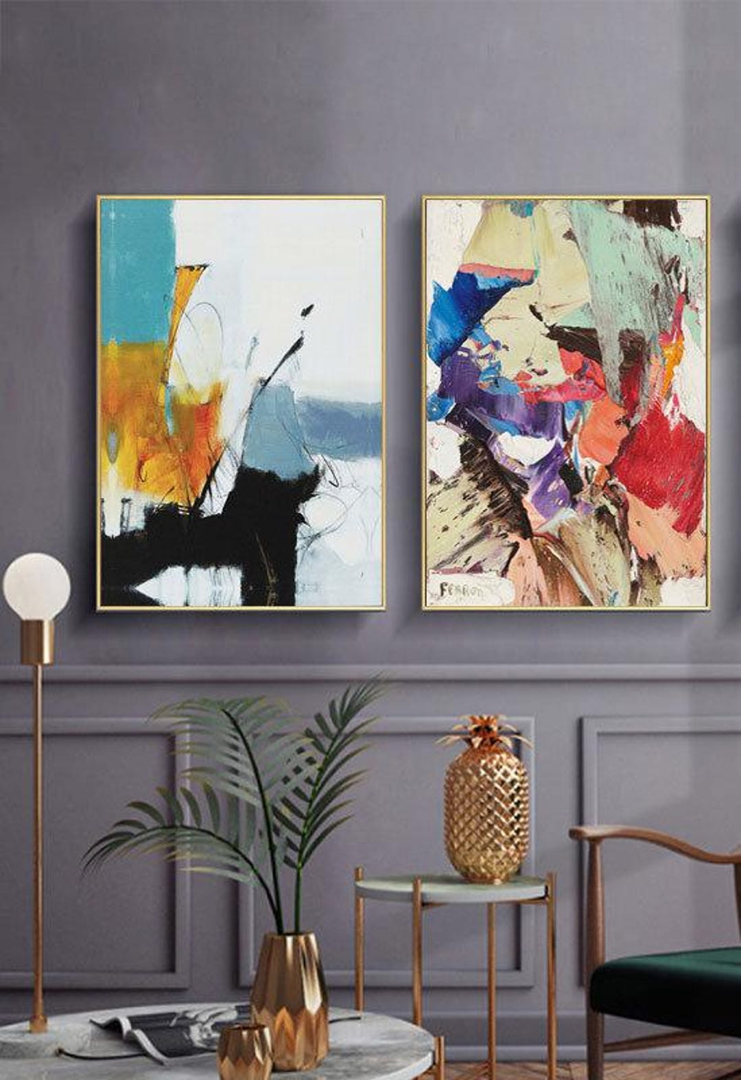 Poster je 50x70 cm 2er Set Moderne Kunst Art Kunstdrucke Bunte Kunst Abstrakte Kunst Hometrends ...