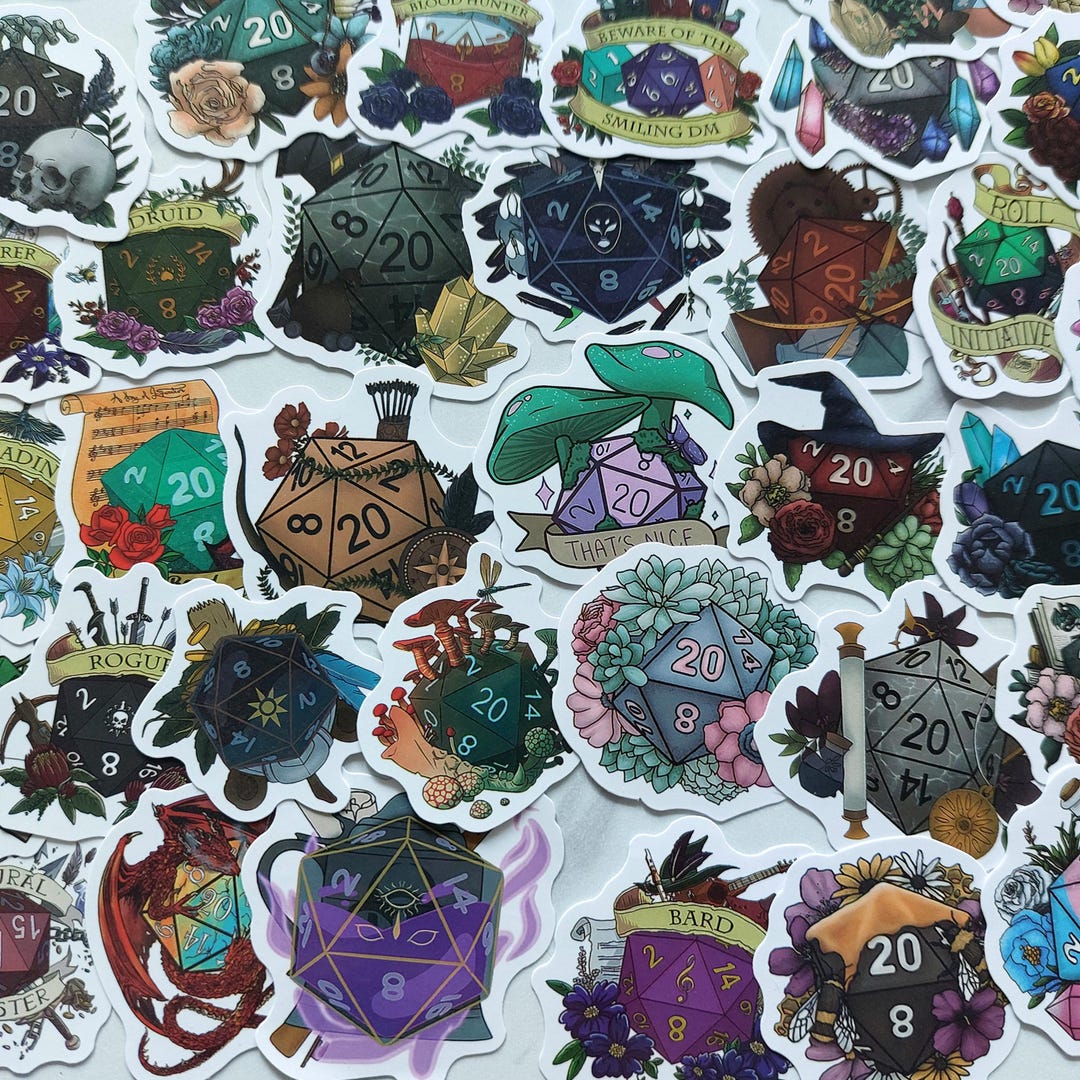 Dnd Dice Sticker Set – 50 Würfel Sticker Im RPG Tabletop Stil, Dice Art ...