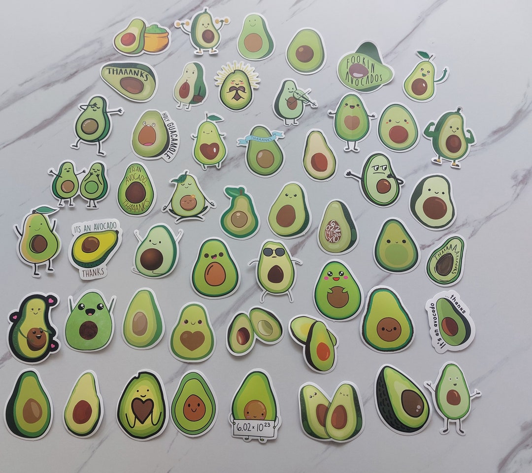 Stickerbomb Avocados Avocado 50 Pieces Green Brown Funny Fruit ...