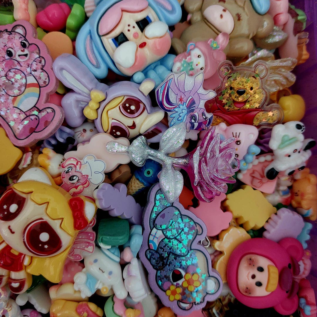 DIY Charms Mix of the Day Charms Flat Back Pink Kitty Small Big Charms ...