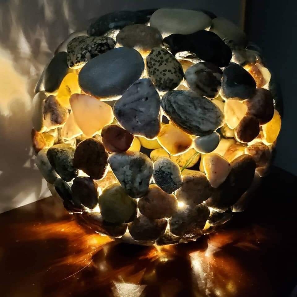 30 Rock Globe Light, Gazing Ball, Petoskey Stone, Puddingstone, Gazing ...
