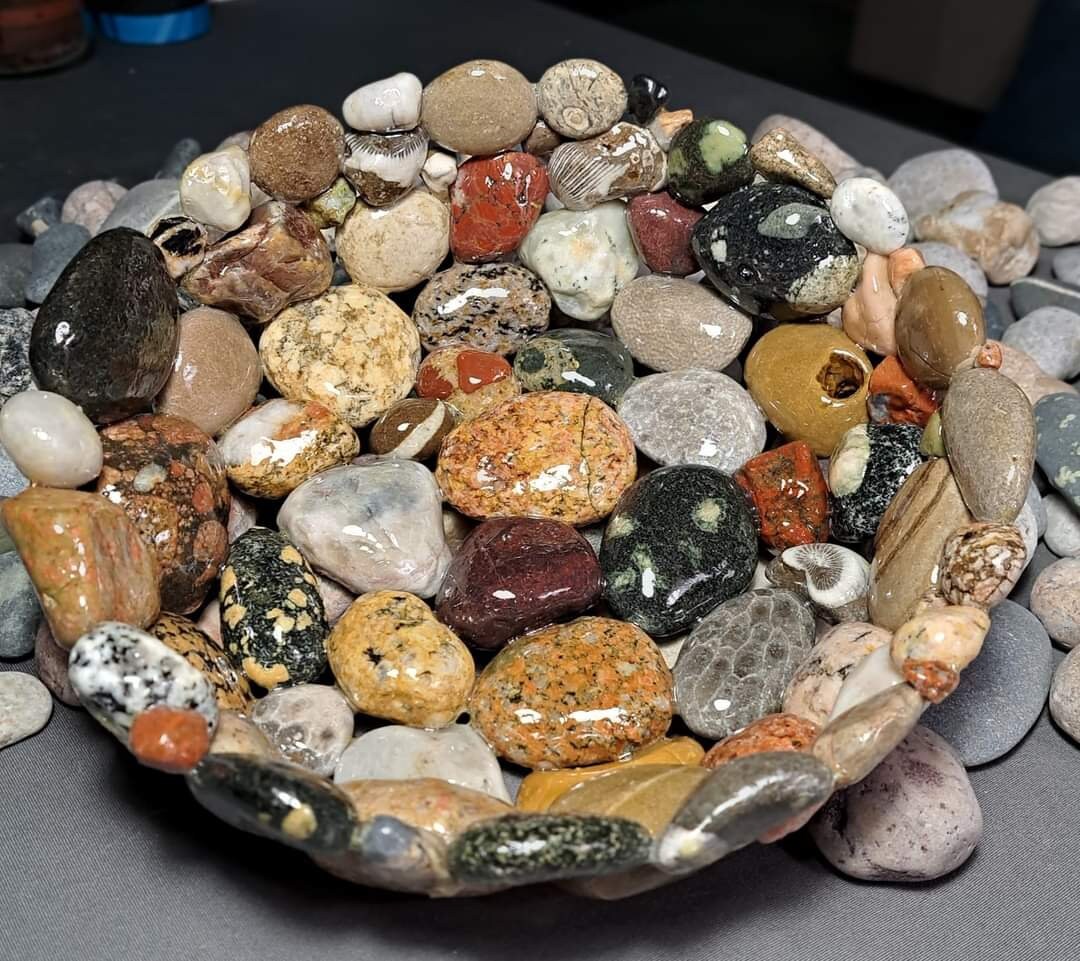 12 Rock Platter, Petoskey Stone, Puddingstone, Rock Home Decor, Table ...