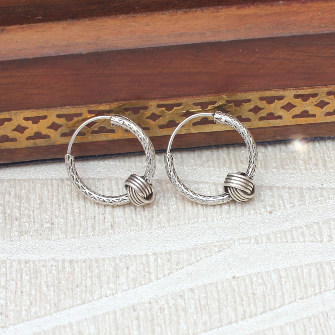 Rustic Gypsy Bali Earring Beaded Bali Hoop Earrings Oxidized - Etsy