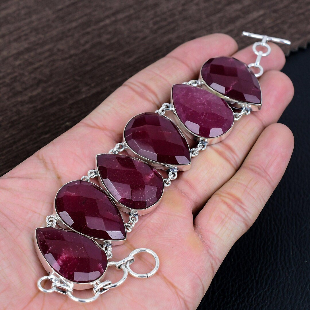 Fabulous Faceted Ruby Bracelet, 925 Starling Silver Bracelet, Bracelet ...