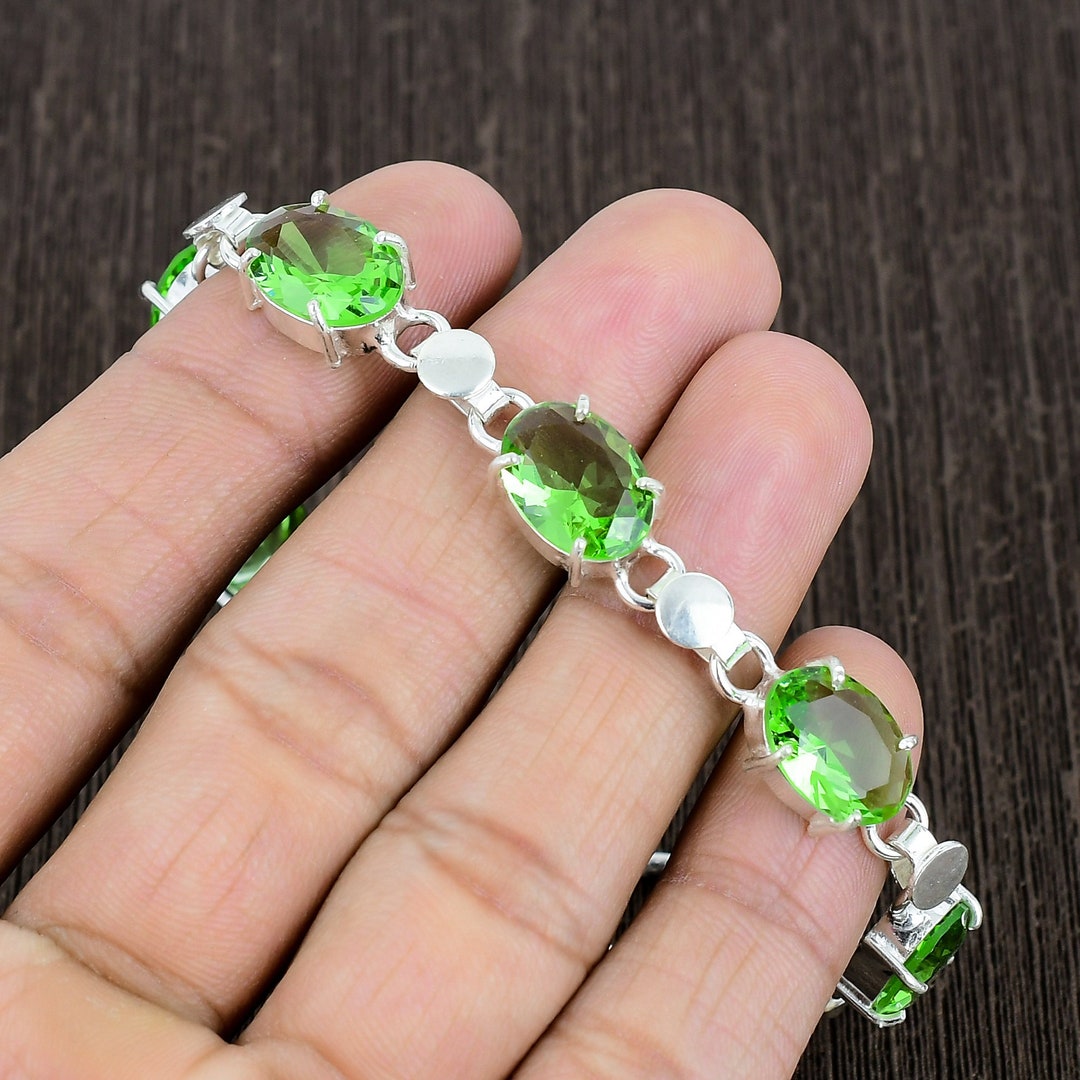 Christmas Gift Bracelet, Excellence Faceted Peridot Bracelet, 925 ...