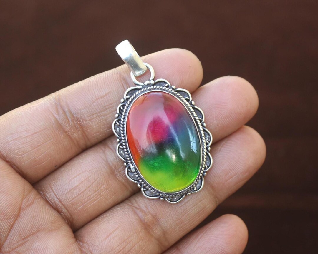 Solid 925 Starling Silver Multi Tourmaline Gemstone Pendant: Tribal ...