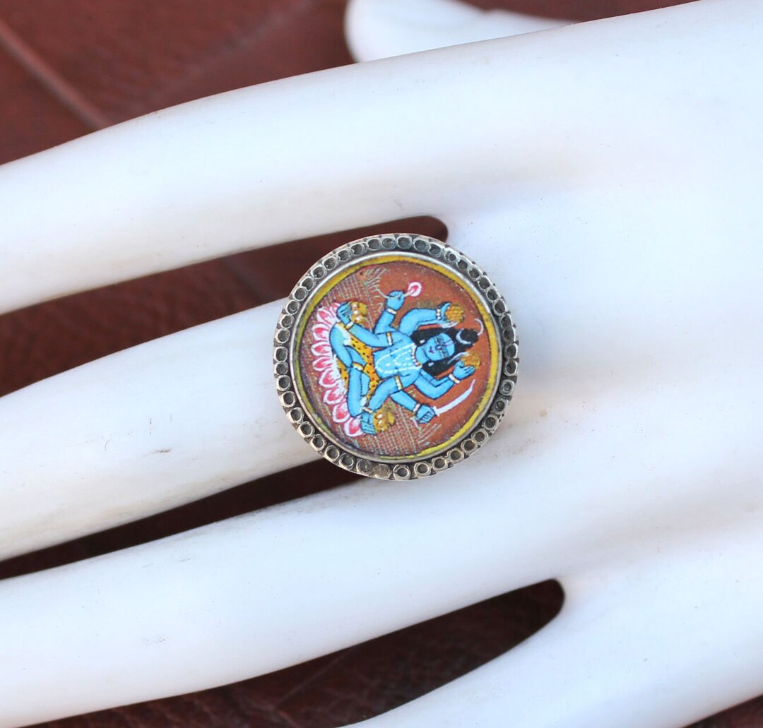 Hindu God Shiva Hand Panting Ring Statement Ring Promise - Etsy
