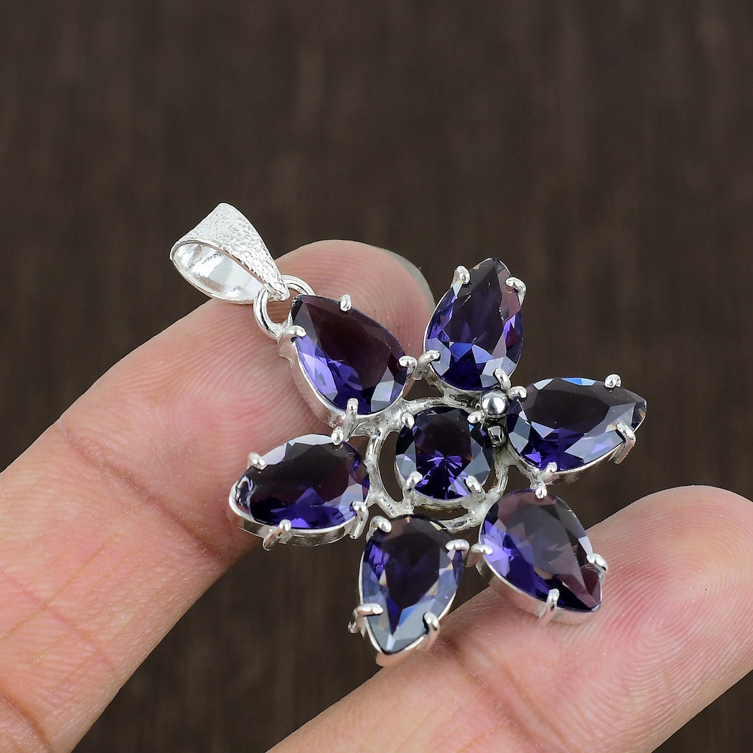 Awesome Faceted Iolite Pendant, Solid 925 Starling Silver Pendant ...