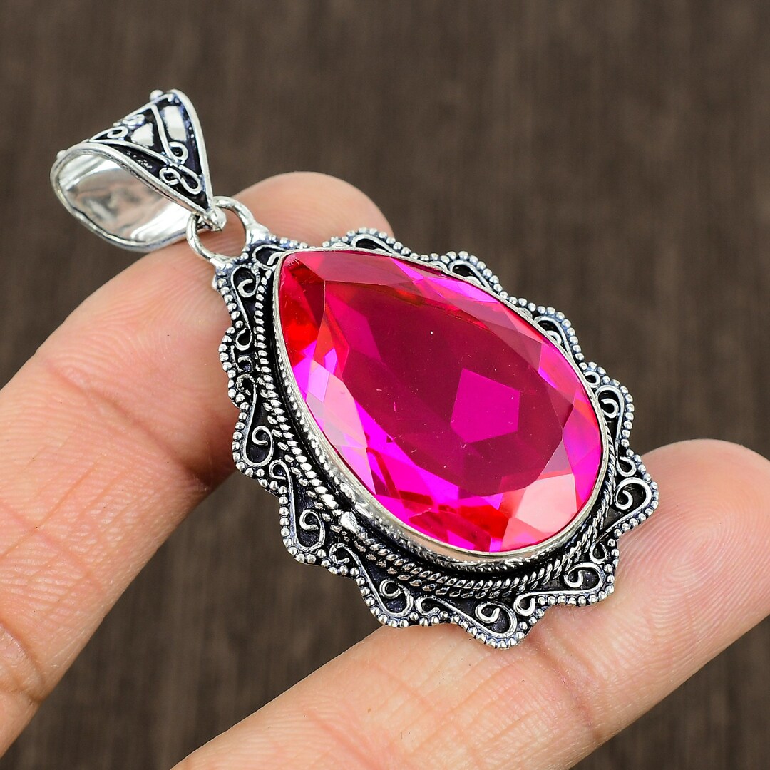 Attractive Faceted Ruby Handmade Pendant, Solid 925 Starling Silver ...